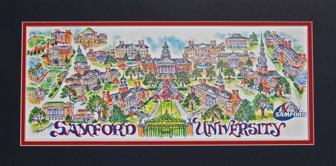 Samford University “bulldogs” Signed and Numbered Campus Print by ...