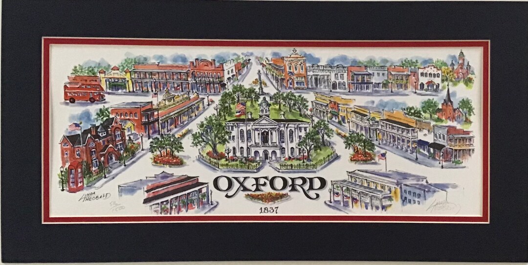 Oxford, MS Signed and Numbered Pen and Ink Watercolor Print by Linda ...