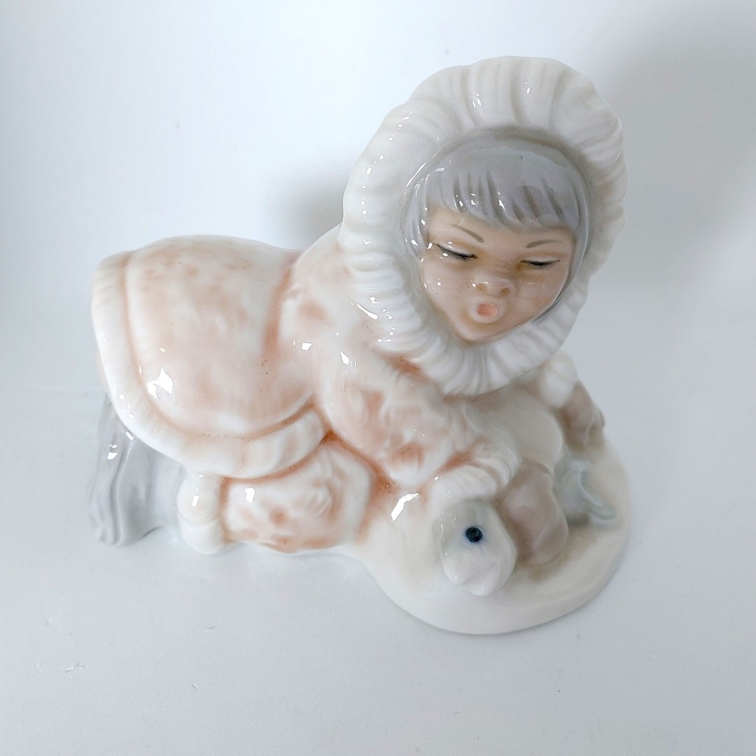 Inuit Ceramic Girl in 'it's a Small World' Style, All Porcelain Vintage ...