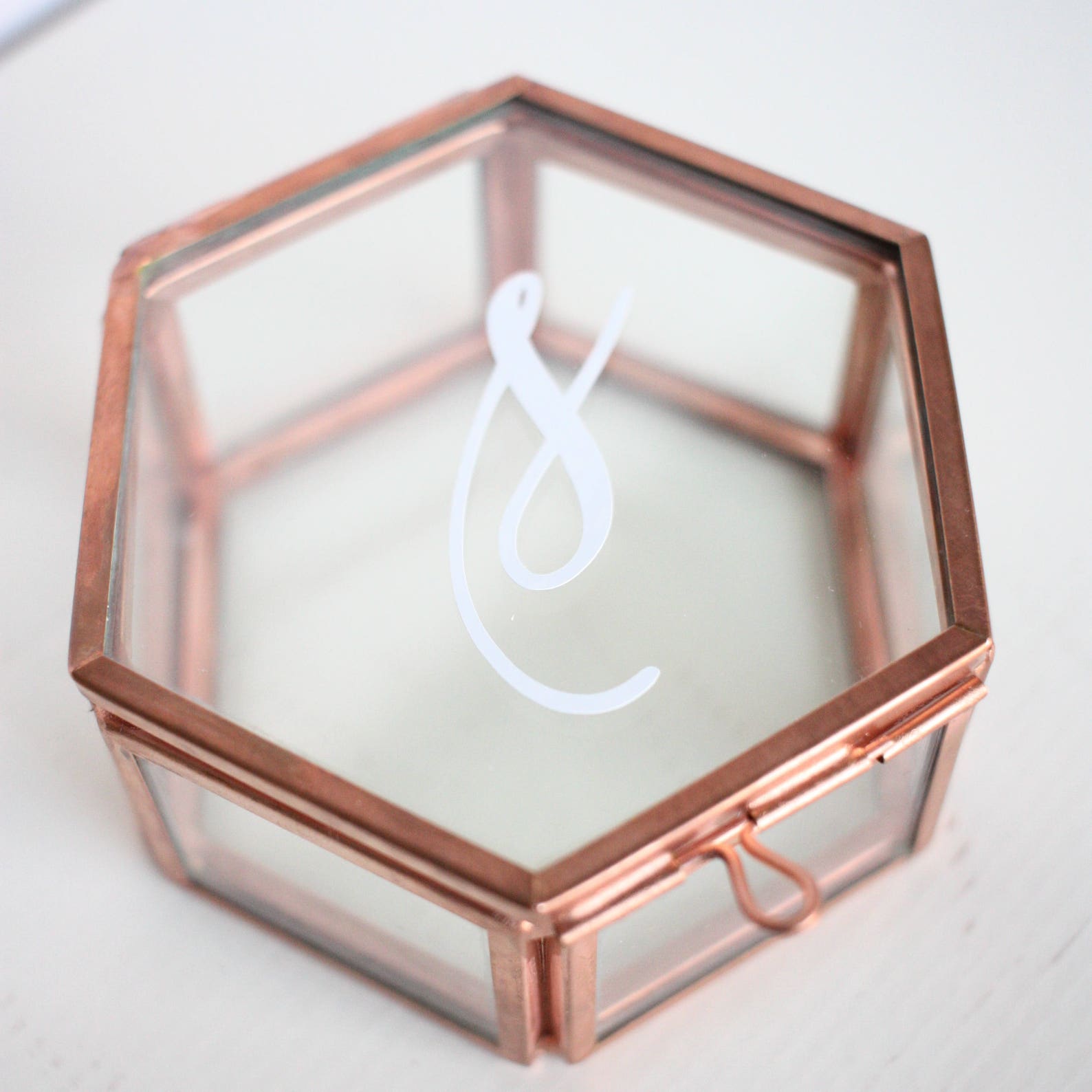 Small Ring Box Glass Box With Initial Custom Jewelry Box | Etsy