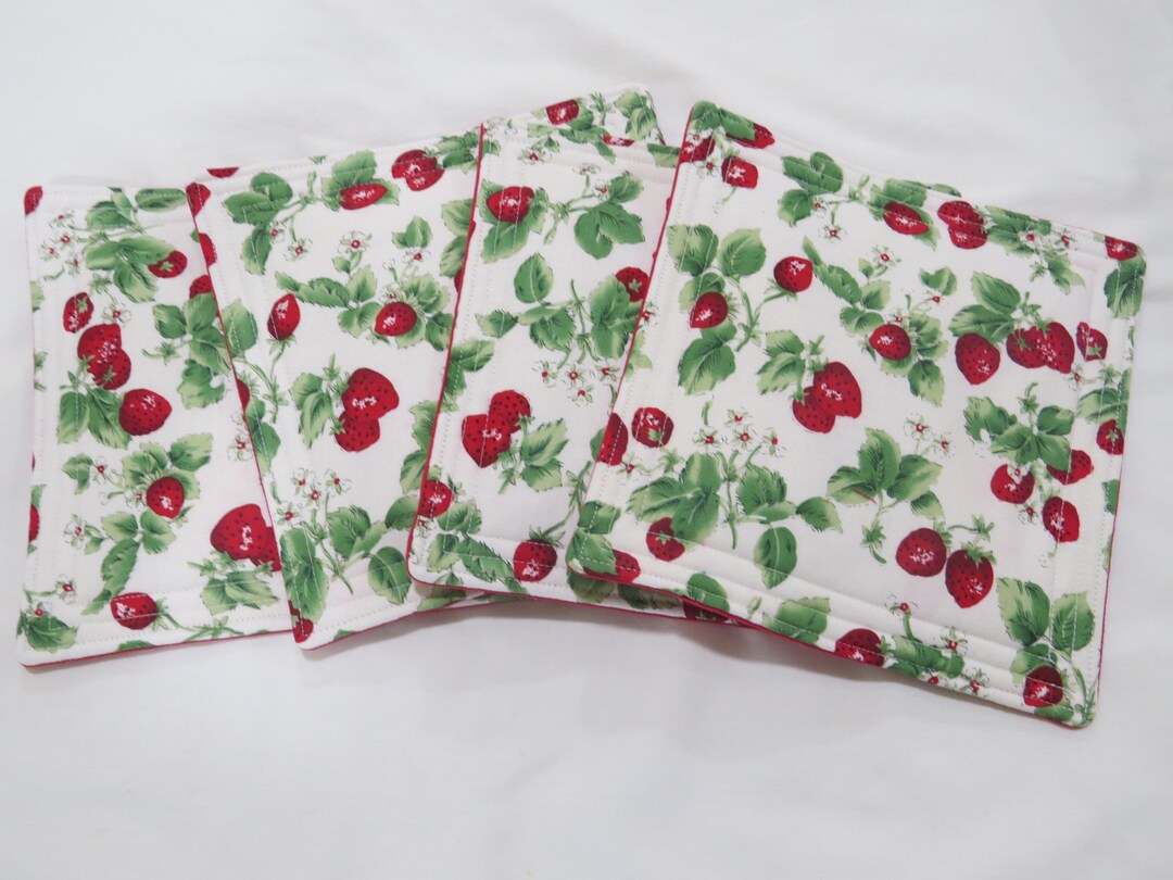 Kitchen Handmade Hot Pads Strawberry Potholders Kitchen Trivets Dish ...