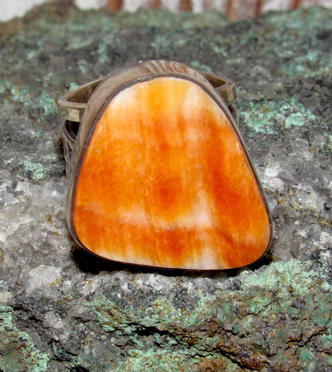 Native American Orange Spiny Ring Sz 8 San Felipe Sterling Silver ...