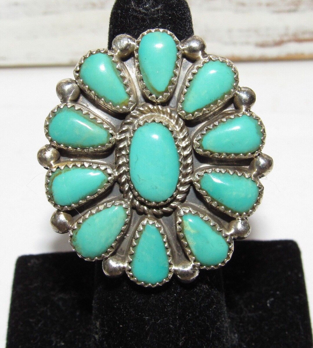 Navajo Royston Turquoise Statement Cluster Ring Sz 6 Sterling Silver - Etsy