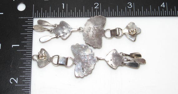 Navajo Coral Dangle Earrings Sterling Silver Violet B… - Gem