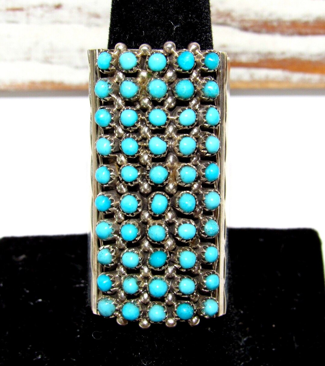 Zuni Snake Eye Turquoise Cluster Ring Size 9 Sterling Silver S. Haloo ...