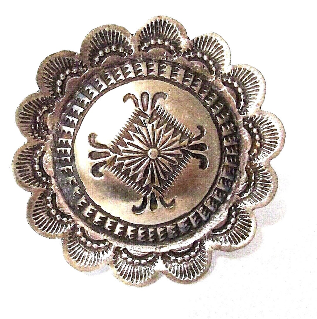 Navajo Concho Sterling Ring Adjustable Size Hand Stamped Ingot Design V ...