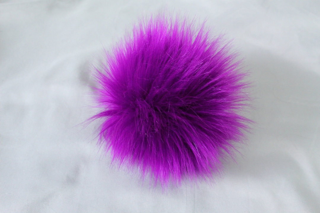 Vivid Purple, Made to Order Faux Fur Pompom, Luxury, Bright Purple ...