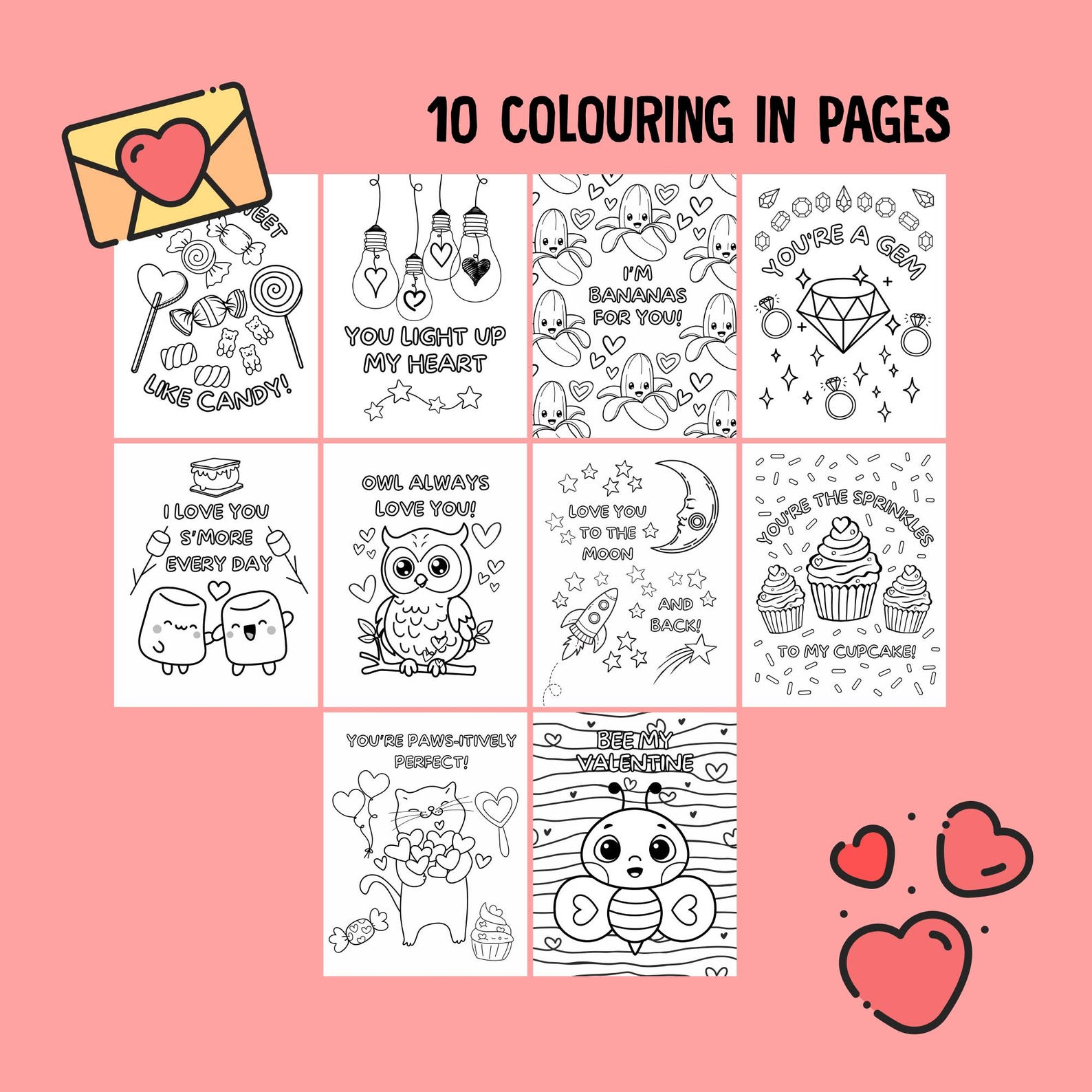 Kids Valentine's Day Colouring Pages: Fun Activity Bundle (digital ...