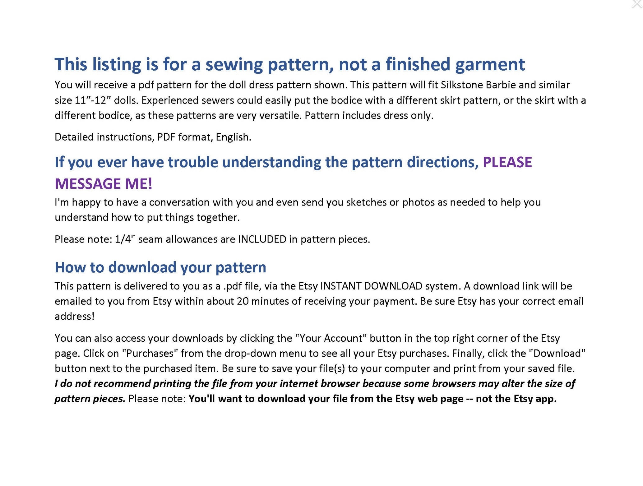 Bow Inspired Sewing Pattern for 12 Fashion Dolls | Etsy