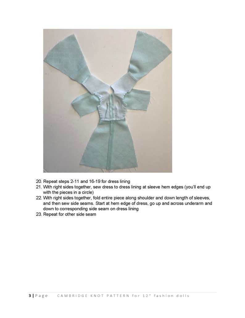 Cambridge Knot Sewing Pattern for 12 Fashion Dolls - Etsy