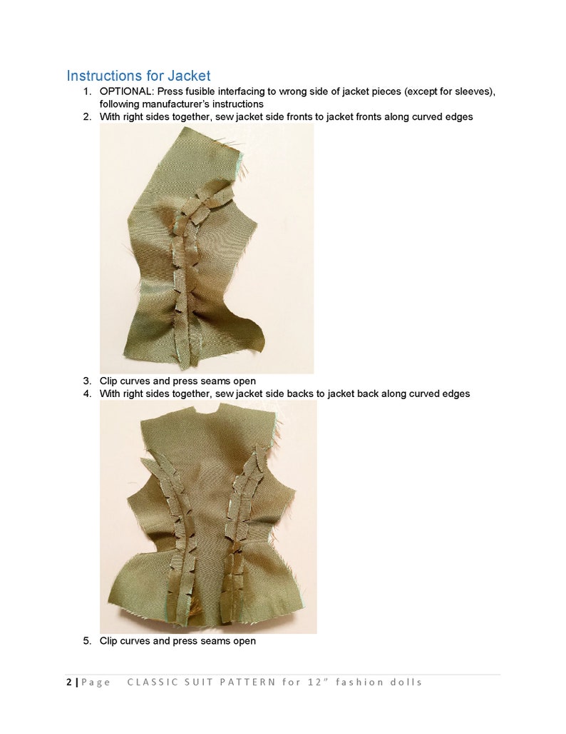 Classic Suit Sewing Pattern for 12 Fashion Dolls - Etsy