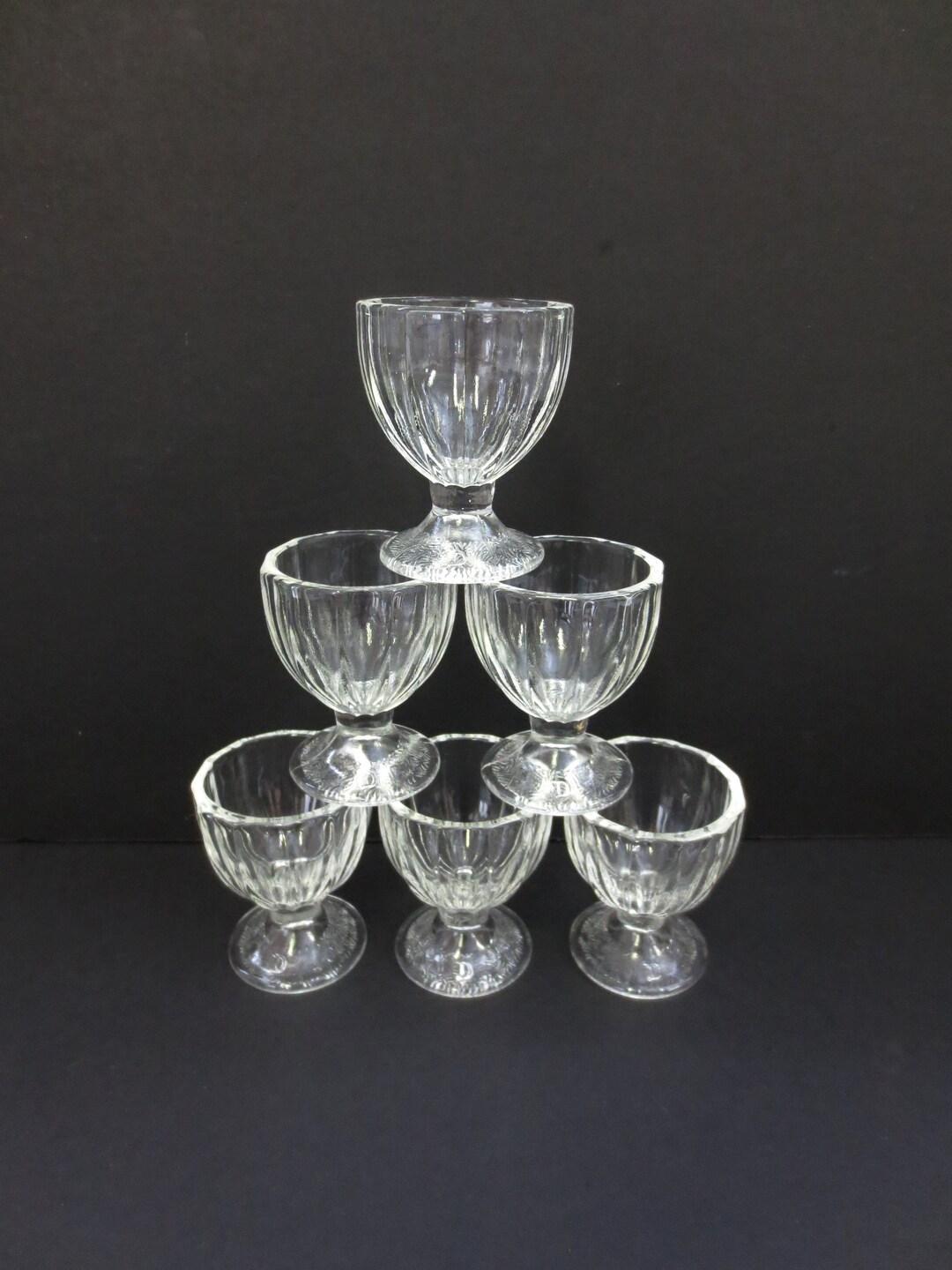 Egg Cups Dominion Glass Cross Hatch Made in Canada 6 Pieces Mid-century ...