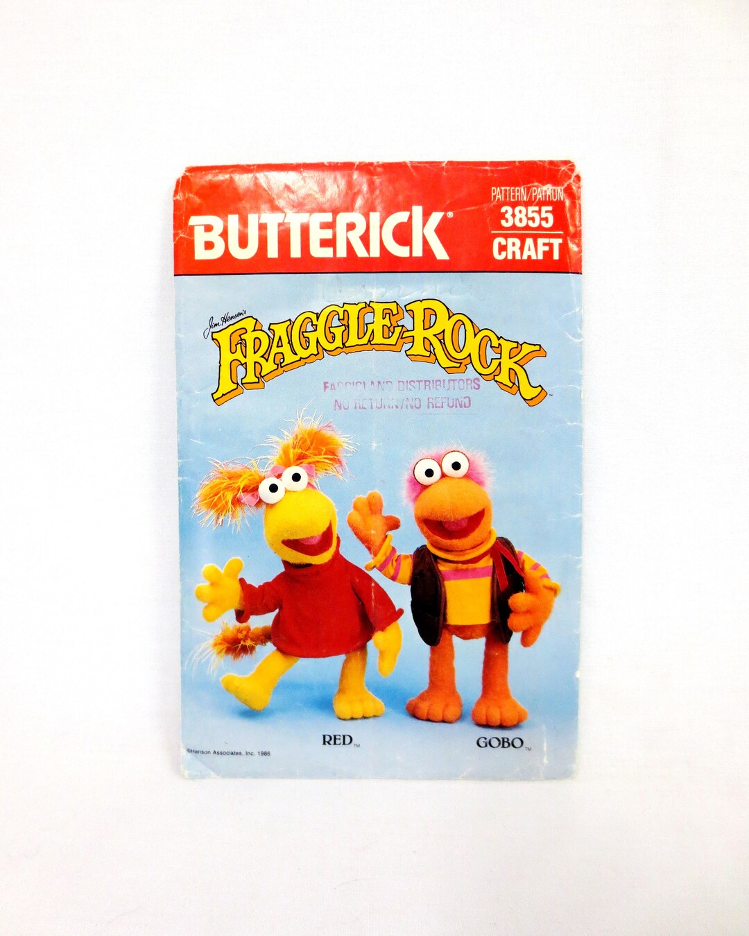 Butterick 3855 Jim Henson's Fraggle Rock Red & Gobo Stuffed Toys With ...