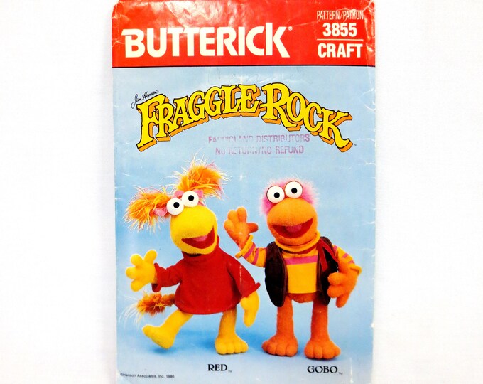Butterick 3855 Jim Henson's Fraggle Rock Red & Gobo Stuffed Toys With ...