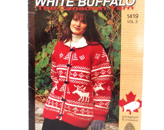 White Buffalo Pattern 16 Cowichan Salish Sweater Knit Cardigan Native ...
