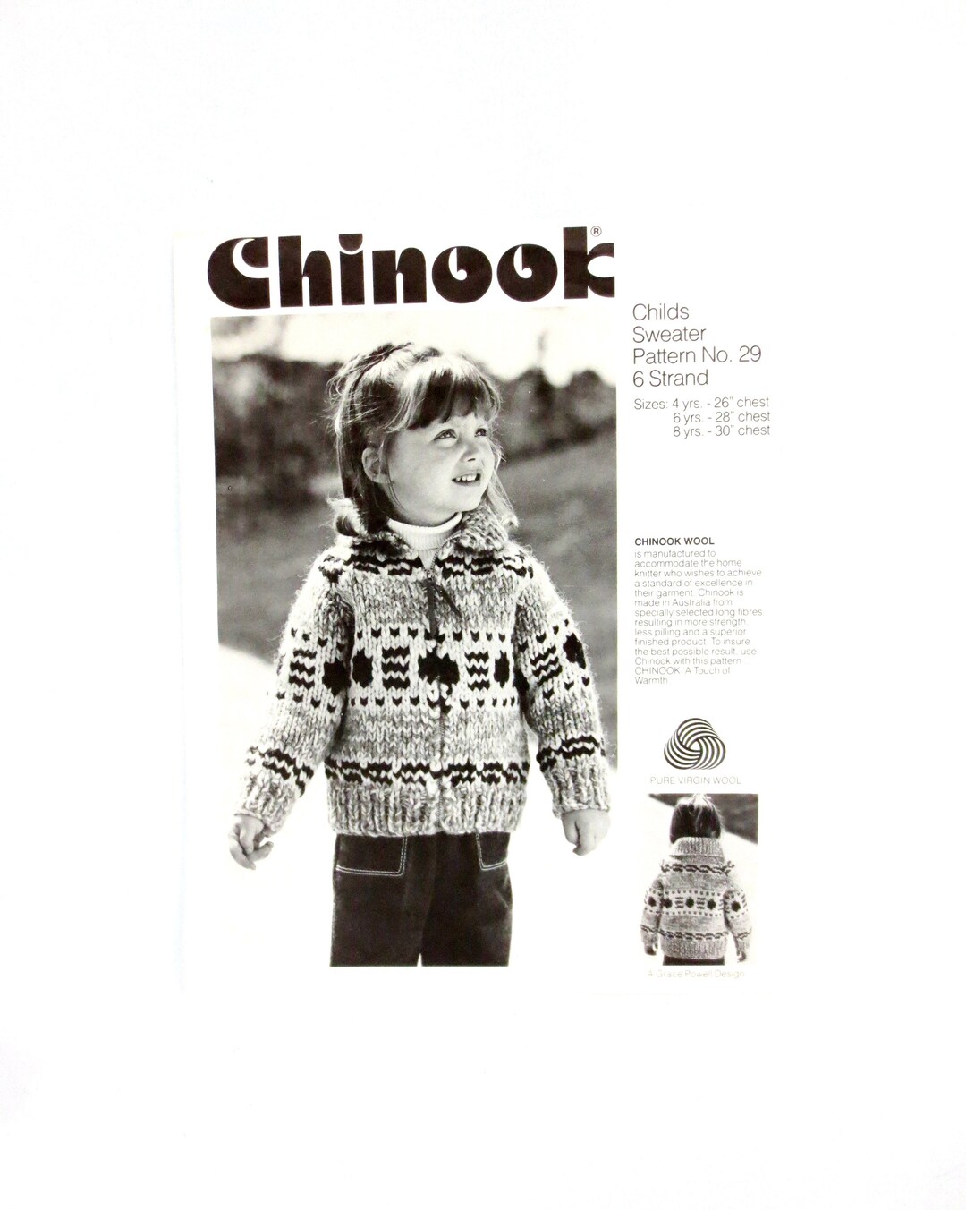 White Buffalo Wool Cowichan Style Chinook #29 Child Sizes 4-6-8 (26-28 ...