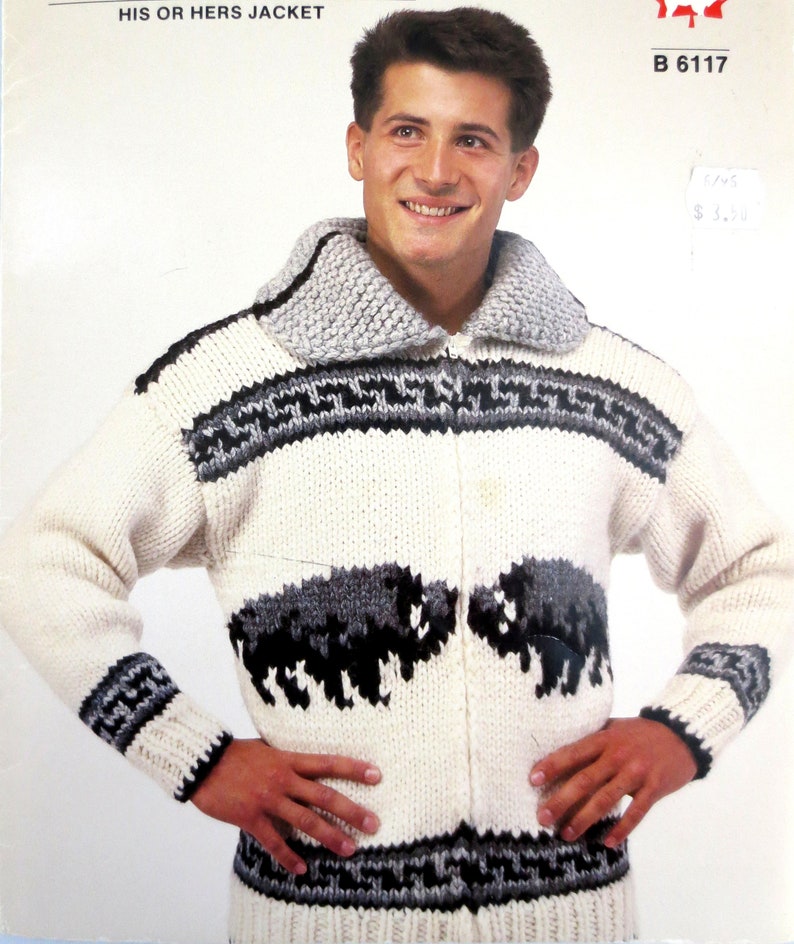 White Buffalo Wool Cowichan Sweater Circular Knitting Pattern B6117 PDF ...