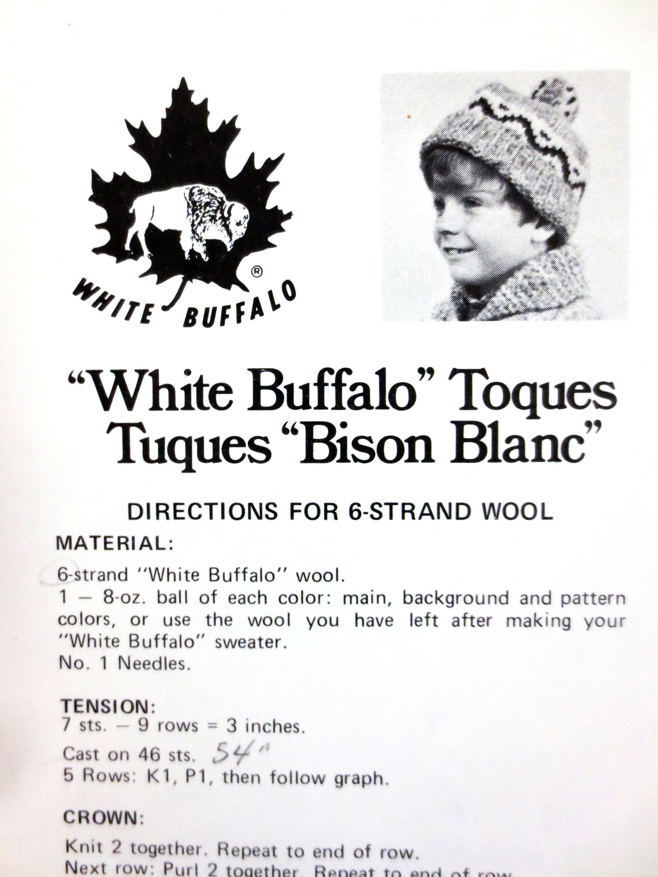 White Buffalo Wool Cowichan Child's Sweater Knitting Pattern 6605 Deer ...
