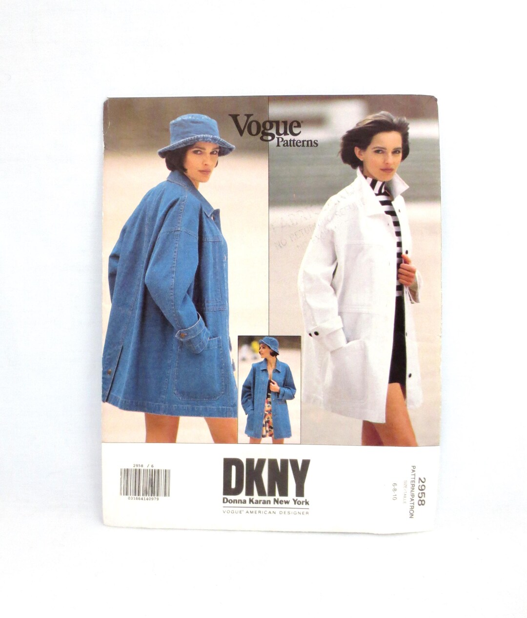 Vogue 2958 DNKY Misses' Oversized Jacket Multi-size 6-8-10 Bust 30-1/2 ...