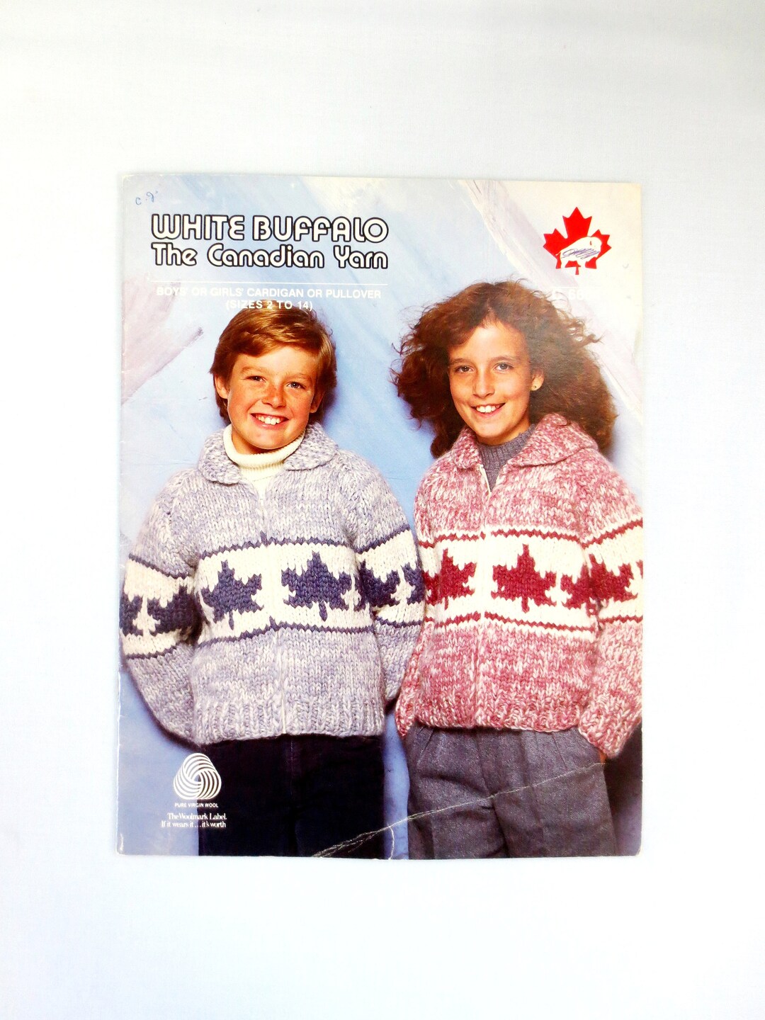 White Buffalo Wool Knit Pattern C-6604 Canada Maple Leaf Sizes 2-14 ...
