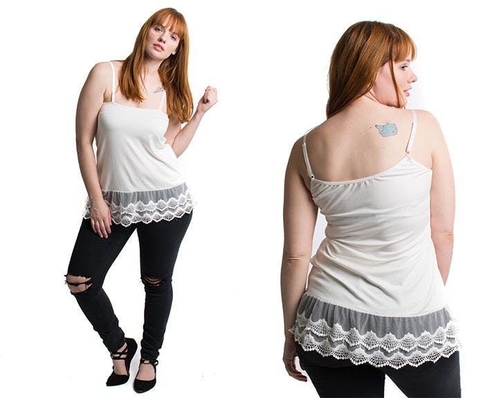 Lace Camisole Shirt Extender Tank Top Black Ivory Etsy