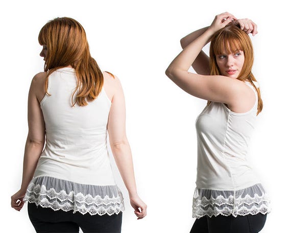 Items Similar To Lace Tank Top Shirt Extender Black Ivory Turquoise