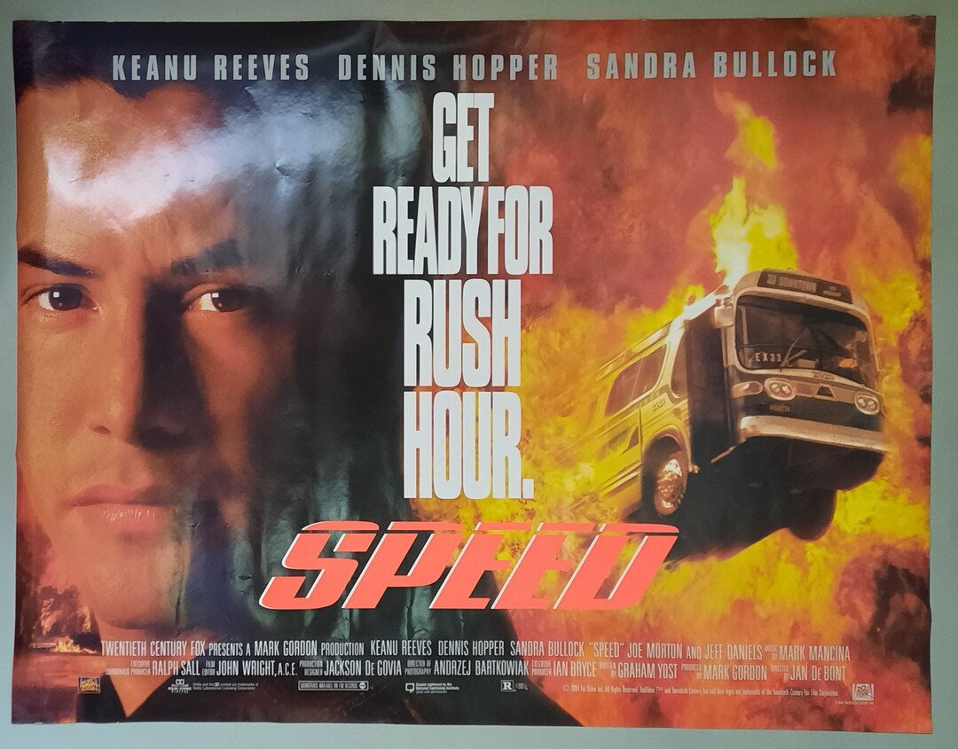 Vintage Speed Movie Poster (20th Century Fox, 1994) Video Keanu Reeves ...
