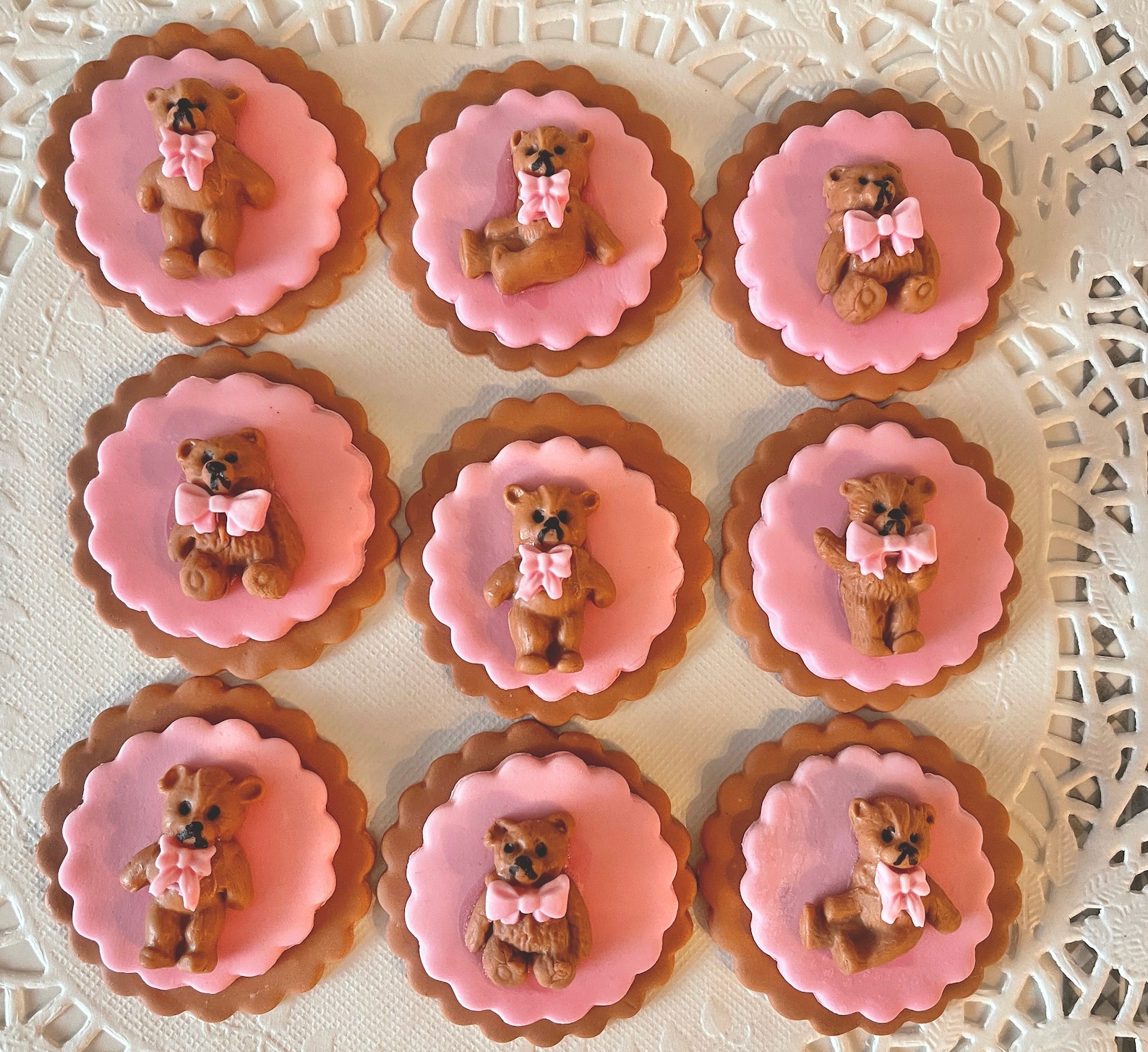 Qty 12 Teddy Bear Circles for Cupcake Toppers. Can Change | Etsy