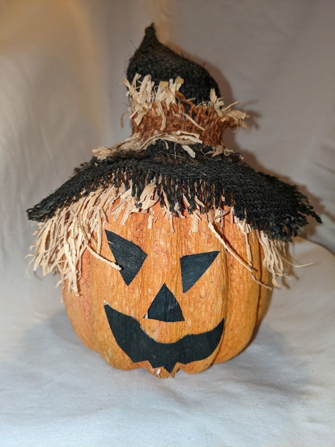 Vintage Jack O Lantern Pumpkin With Witch's Hat - Crepe Paper and ...