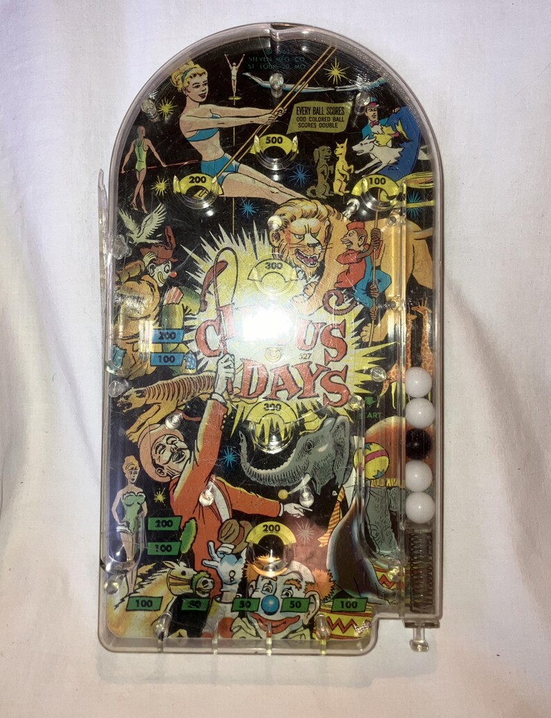 Vintage Circus Days Pinball Machine Toy, 1963 Steven Mfg No. 527 Plinko ...
