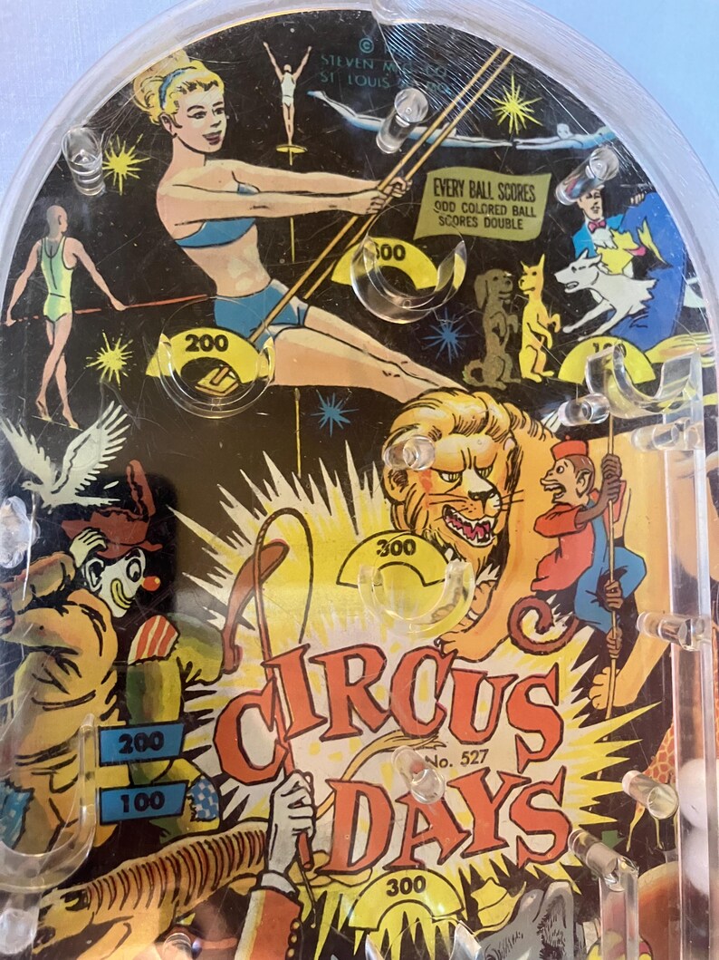 Vintage Circus Days Pinball Machine Toy, 1963 Steven Mfg No. 527 Plinko ...