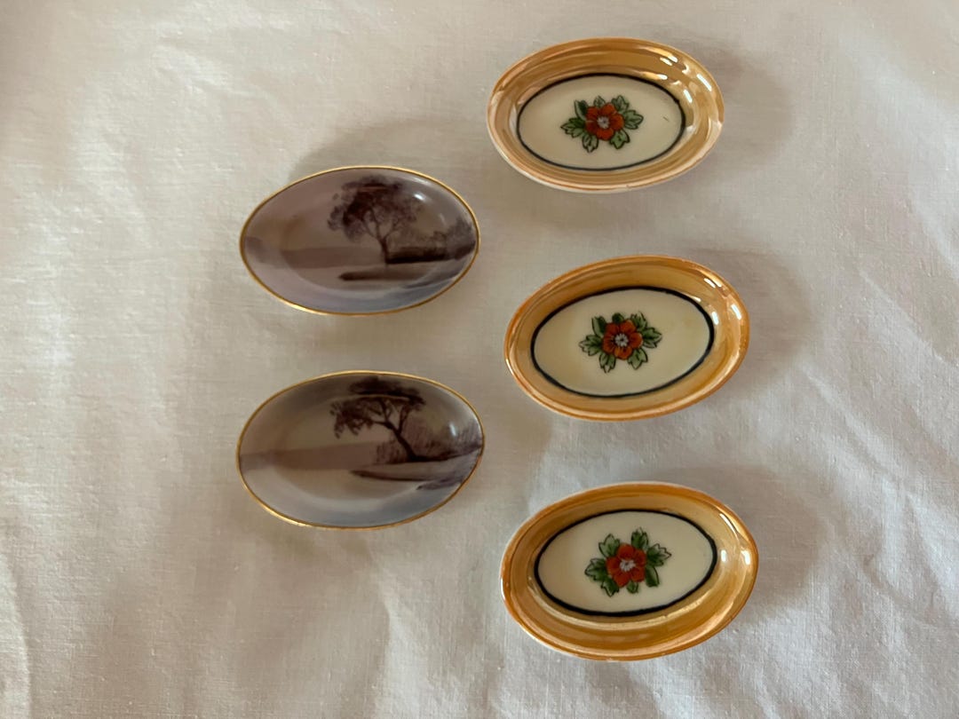 Vintage Noritake Salt Cellar Dishes, Miniature Porcelain Butter Plates ...