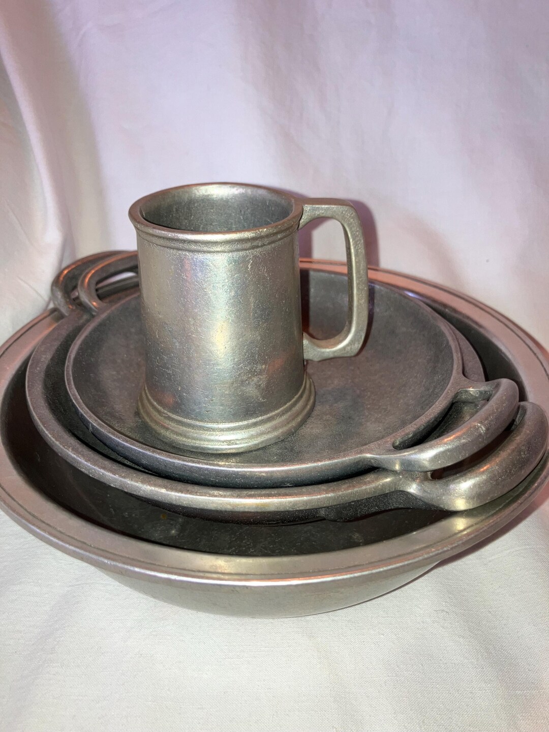 Vintage Wilton Pewter Dishware, Set of 4 Mug, Handled Bowl Dish, Large ...
