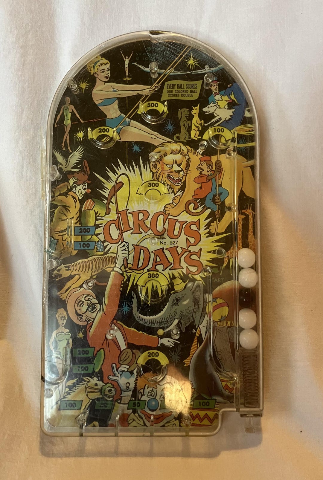 Vintage Circus Days Pinball Machine Toy, 1963 Steven Mfg No. 527 Plinko ...