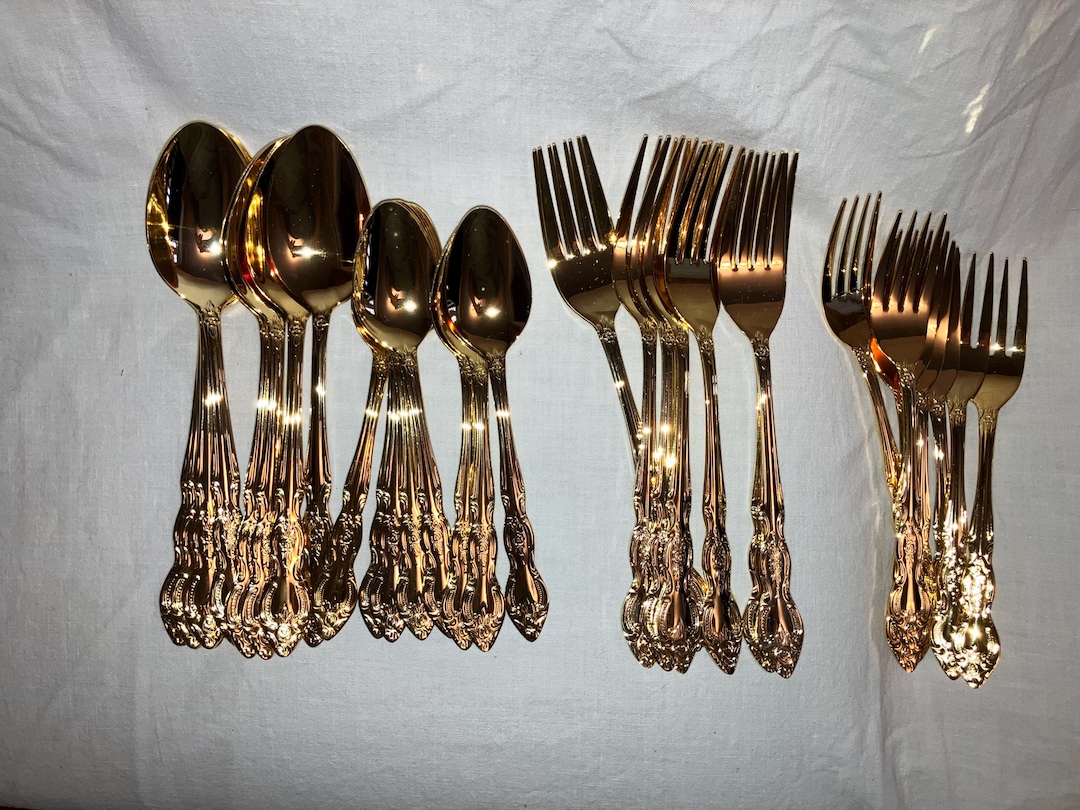 Vintage Gold Plated Silverware Set - 44 Pieces, Service for 6 and ...