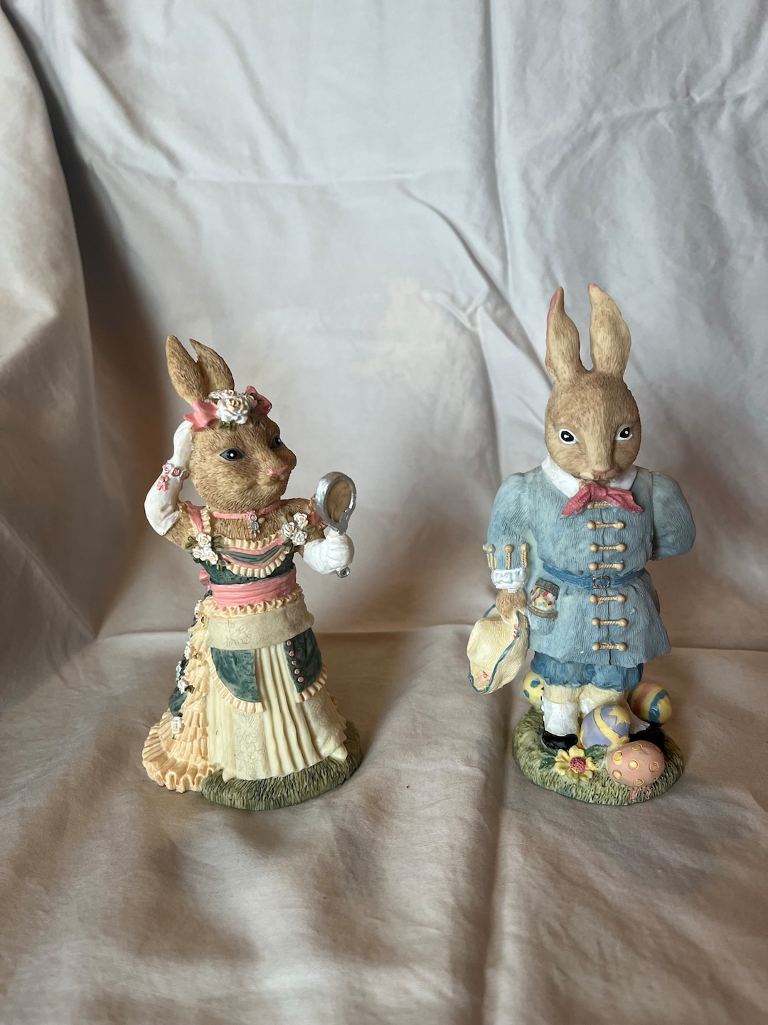 Vintage Easter Figurines - Victorian Collection 1994 - Bently Bunny and Catherine Cottontail ...