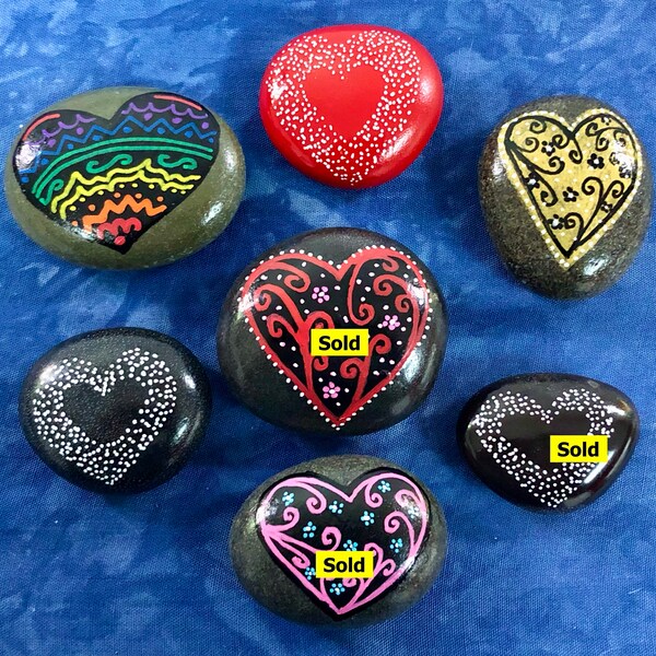 Painted Heart Rock - Etsy