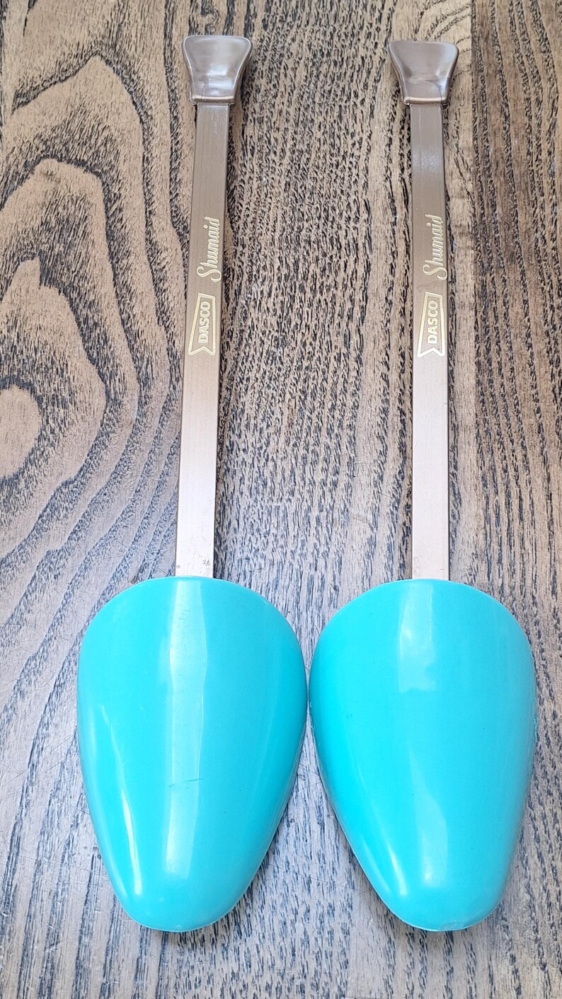 Vintage Dasco Shu-maid Shoe Trees: Turquoise, Gold Plastic, 1960s ...