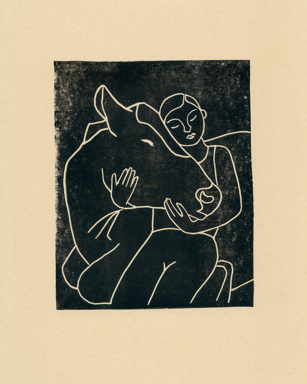 Cow and Human Art Print: Symbiotic Mutualism Interdependence Giclee ...