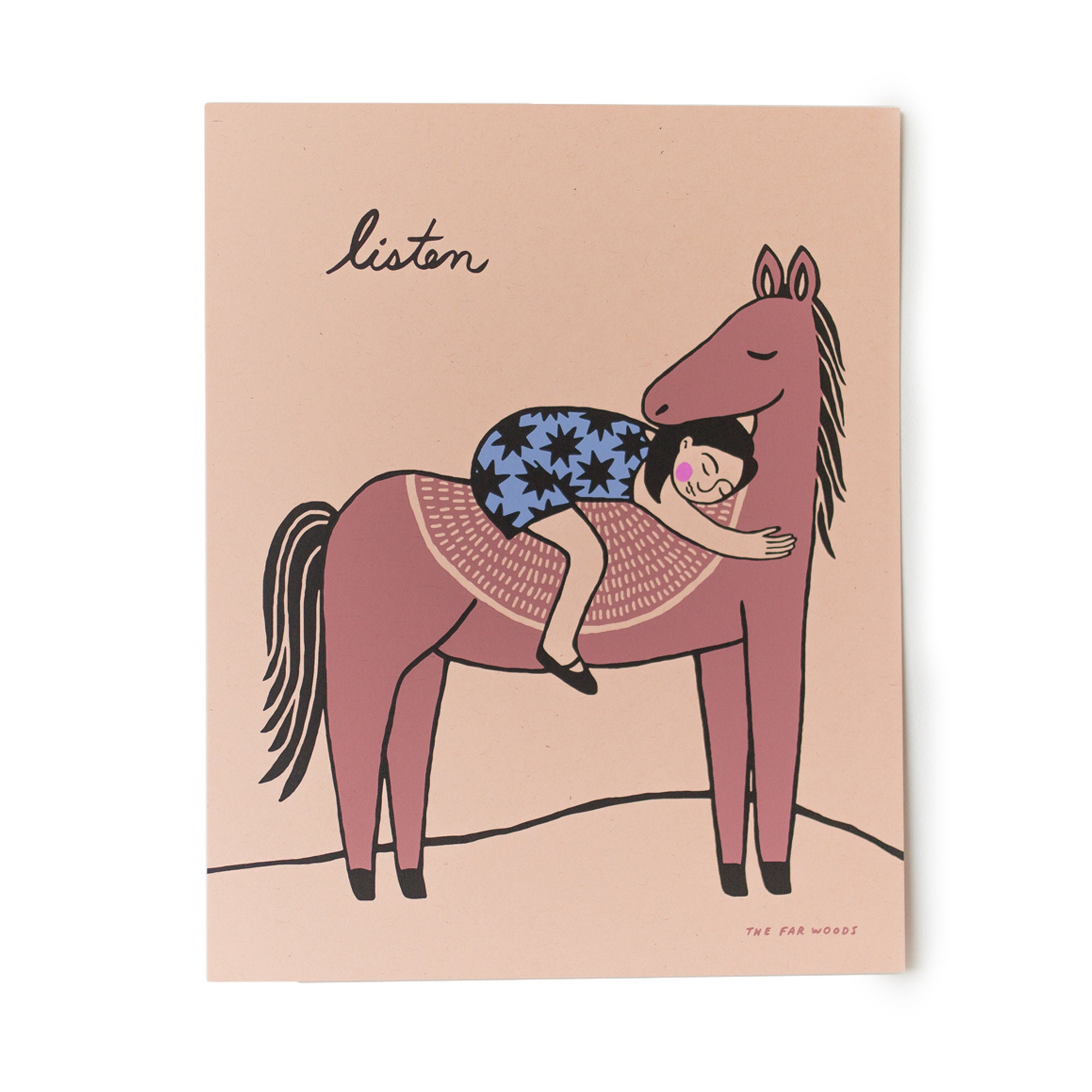 Listen Poster Print Small Wall Art Animal Lover Gift | Etsy