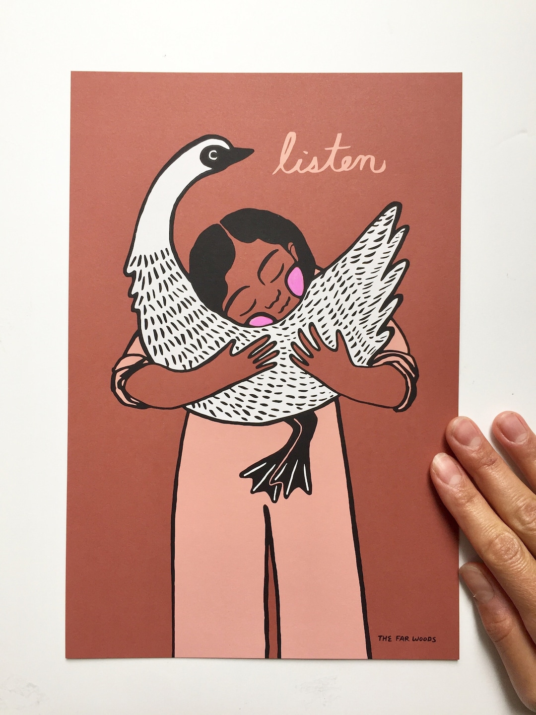 Listen Poster Print Small Wall Art Animal Lover Gift - Etsy