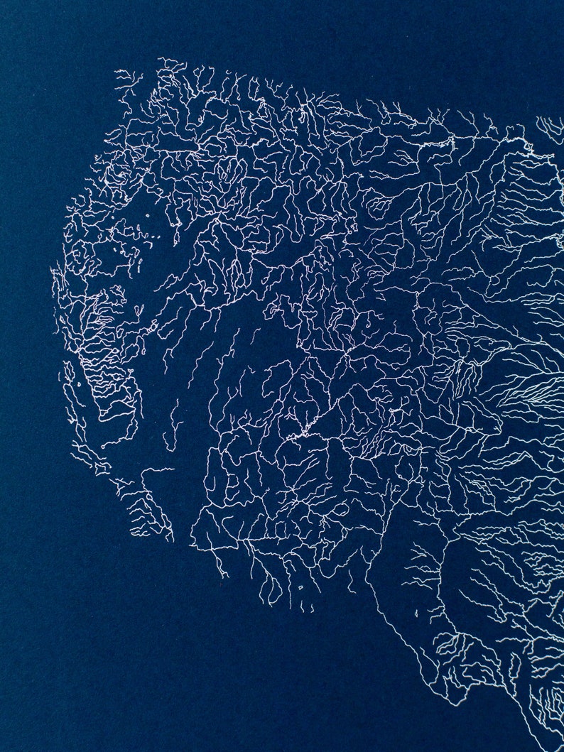 Rivers of America Map Poster Print: Screenprint River Map of | Etsy