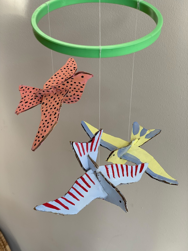 DIY Bird Mobile PDF: Cardboard Craft Project, Kids Room Decor ...