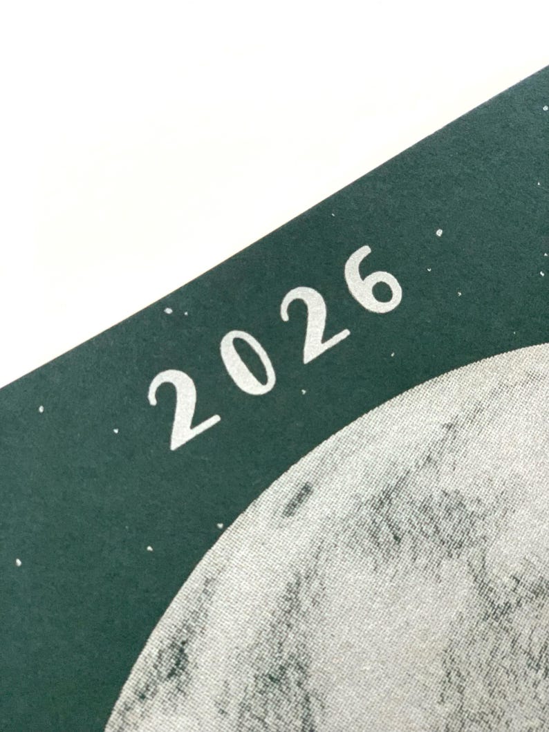 2026 Lunar Calendar Poster, Silver Moon Art Screenprint, Northern ...