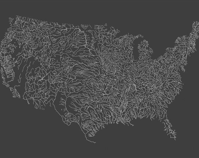 Rivers of America Map Poster Print: Giclee Print, River Map of United ...