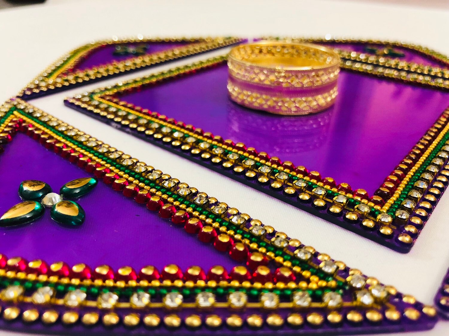 Buy Diwali Decor / Rangoli 9 Piece Purple and Orange Square Rangoli ...