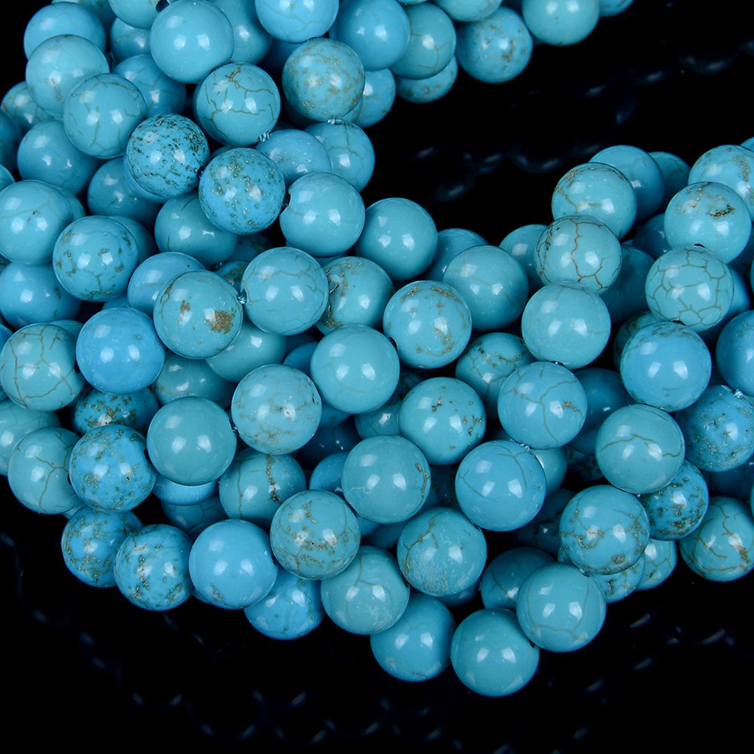 6mm Queen Turquoise Gemstone Blue Round 6mm Loose Beads 15.5 Inch Full ...
