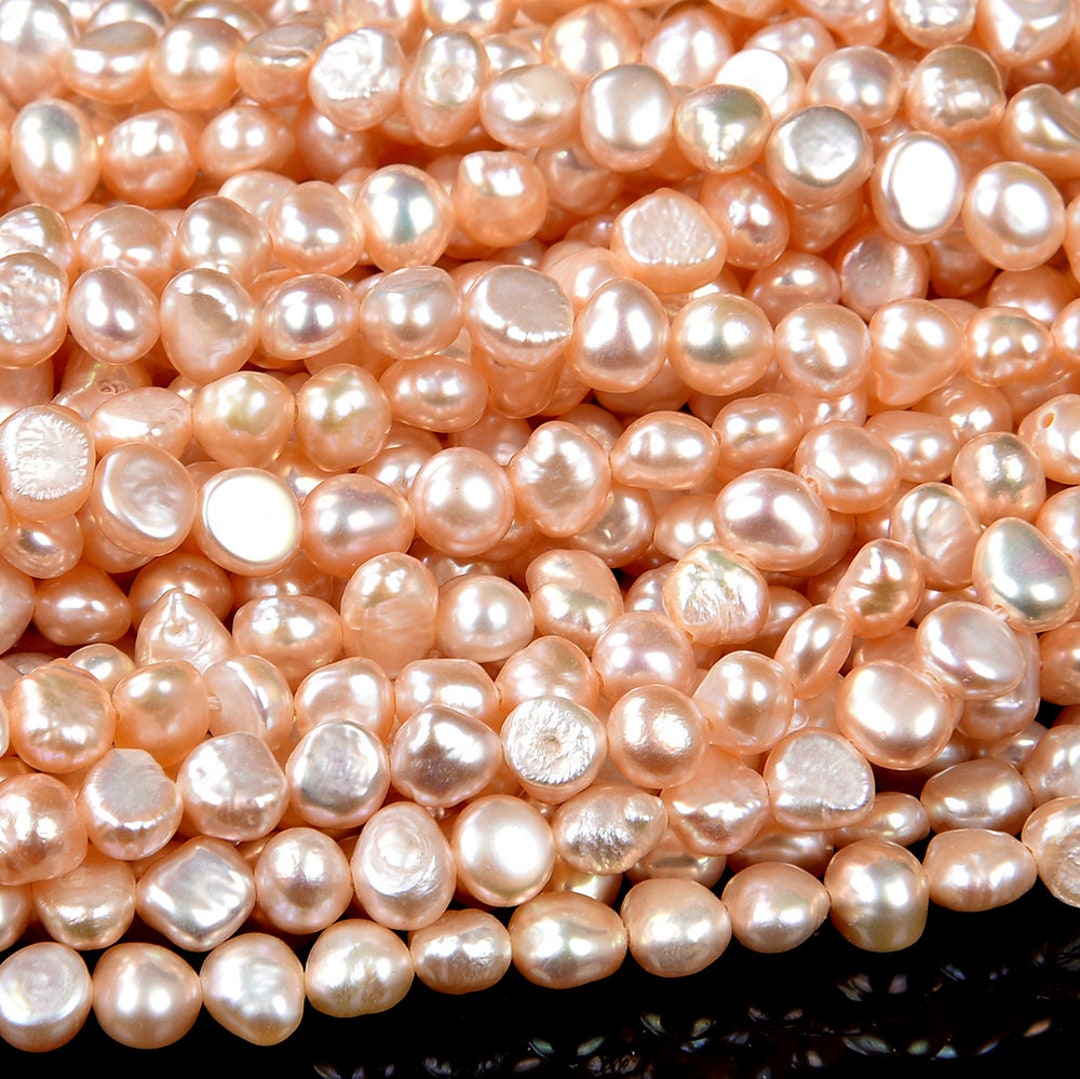 Natural Baroque Freshwater Peach Pearl Gemstone Potato Nugget 5-7MM 8 ...
