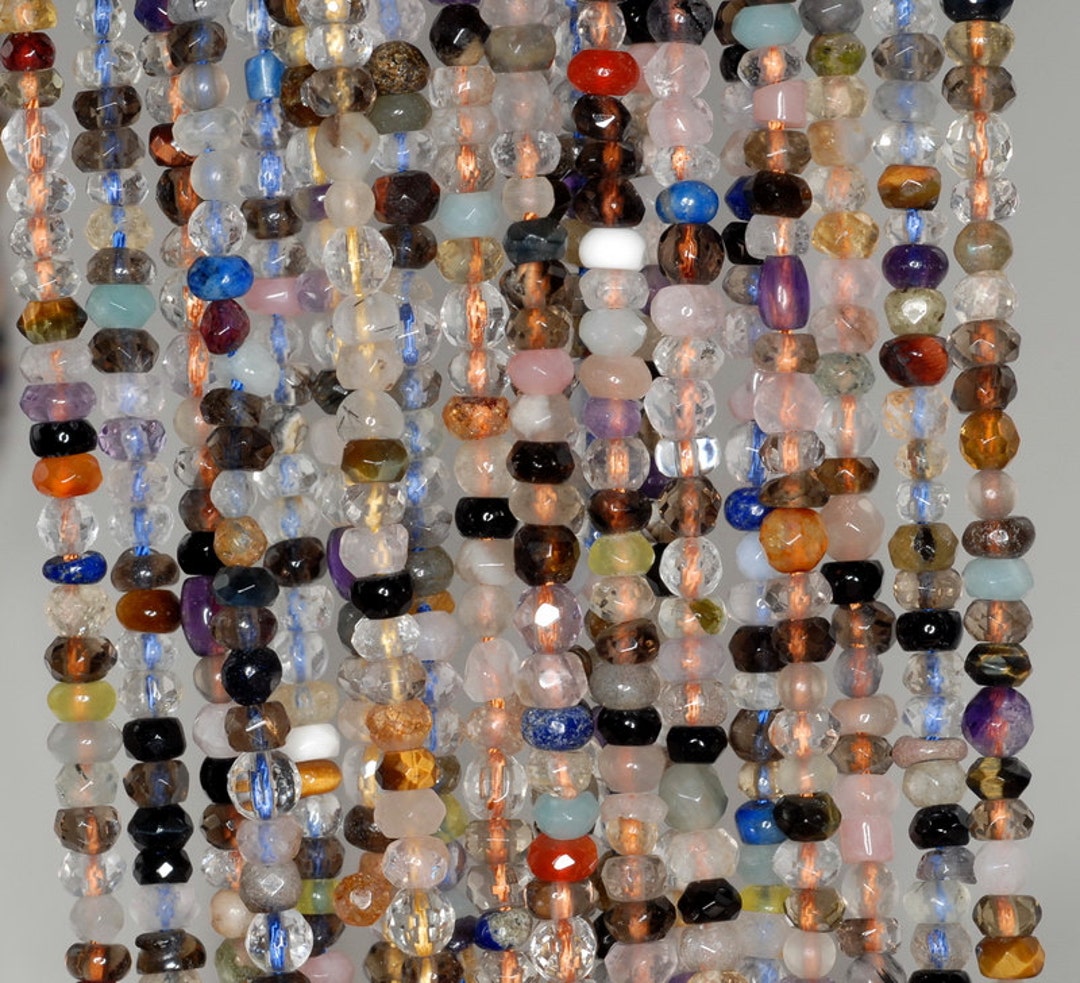 4x2mm Gala Mix Quartz Gemstone Smooth Faceted Rondelle Loose Beads 15.5 ...