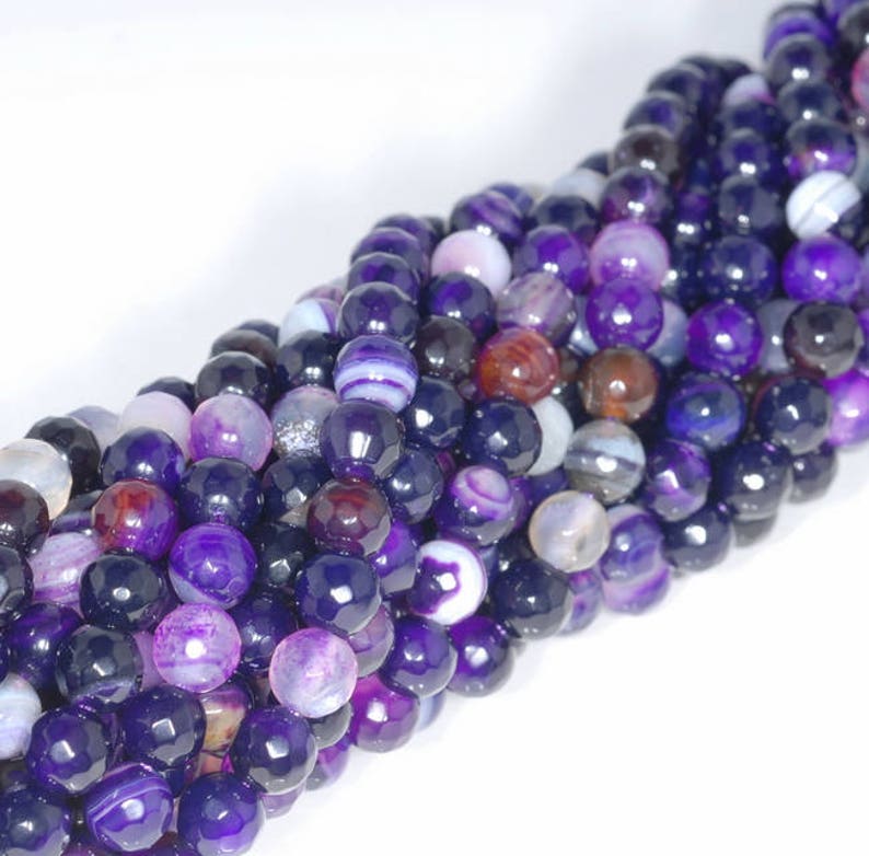6mm Royal Purple Agate Gemstone Purple Swirl Faceted Round 6mm - Etsy